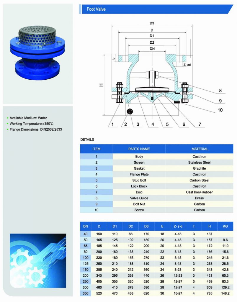 Foot Valve - Industrial Valves, Butterfly Valve, Check Valve, Gate ...