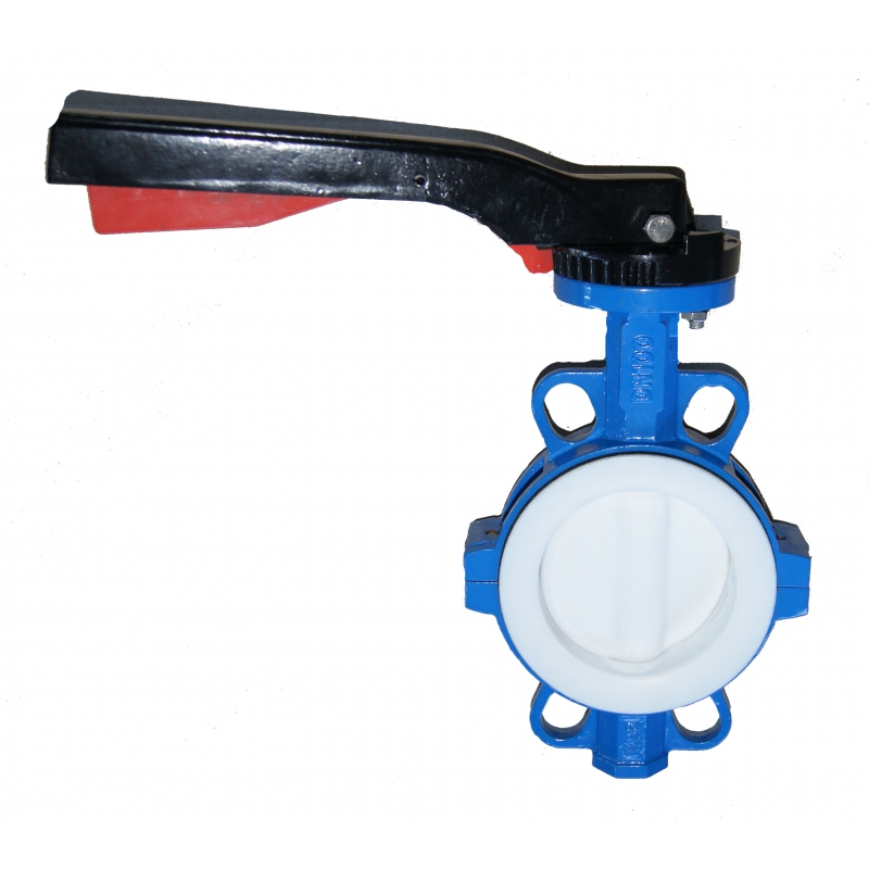 PTFE Coated Butterfly Valve (Wafer Type) - Industrial Valves, Butterfly ...