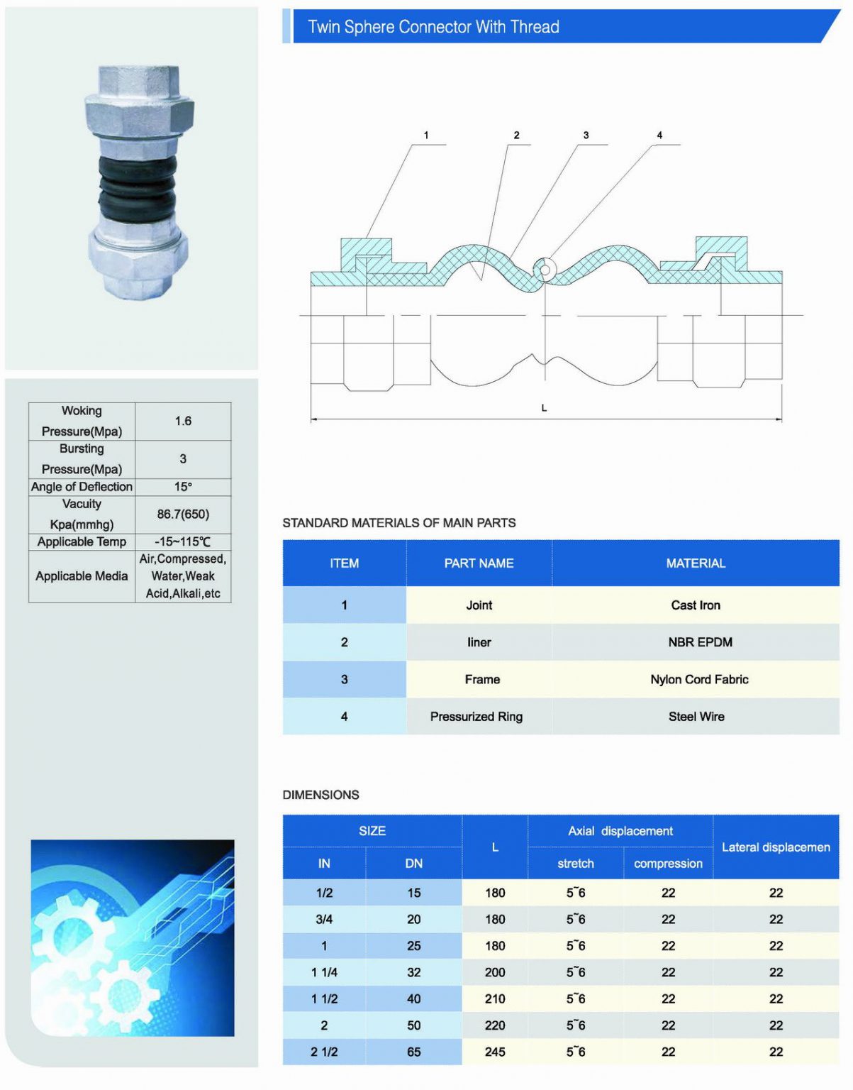 Union Type Flexible Connector - Industrial Valves, Butterfly Valve ...